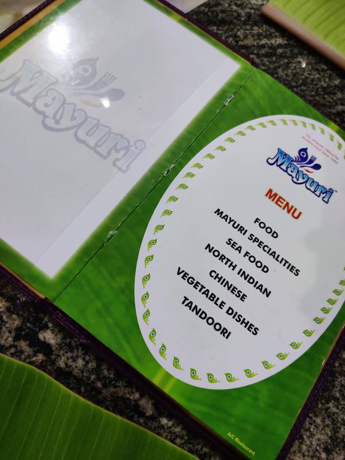 Menu at Mayuri JC Road, Bengaluru