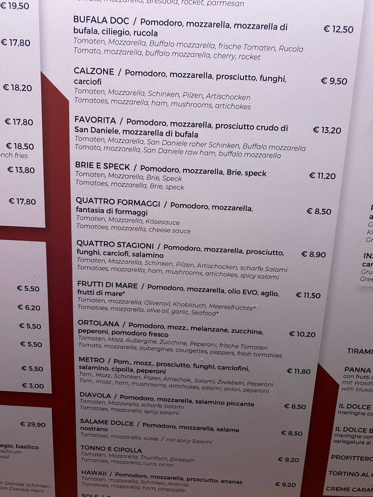 Speisekarte von Metro Bar, Bibione