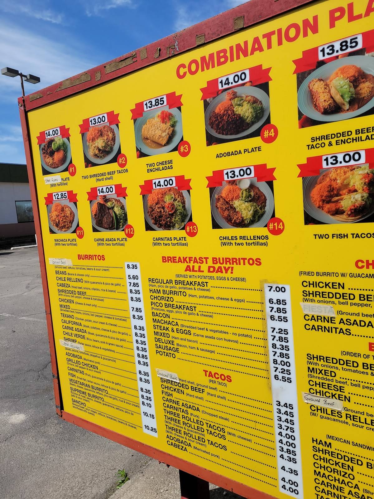 Menu at Mexican Taco Shop restaurant, Junction City