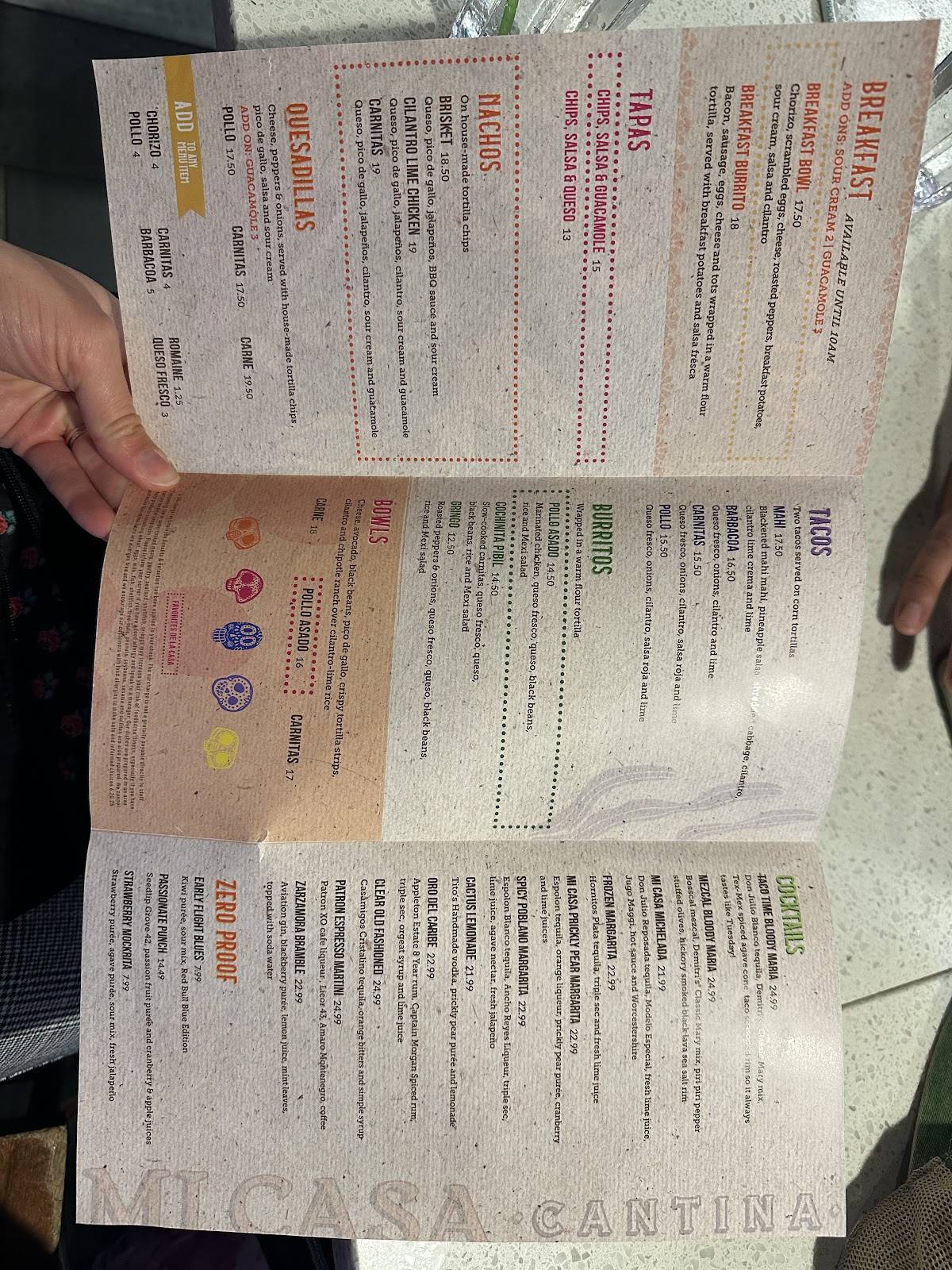 Menu at Mi Casa Cantina restaurant, SeaTac