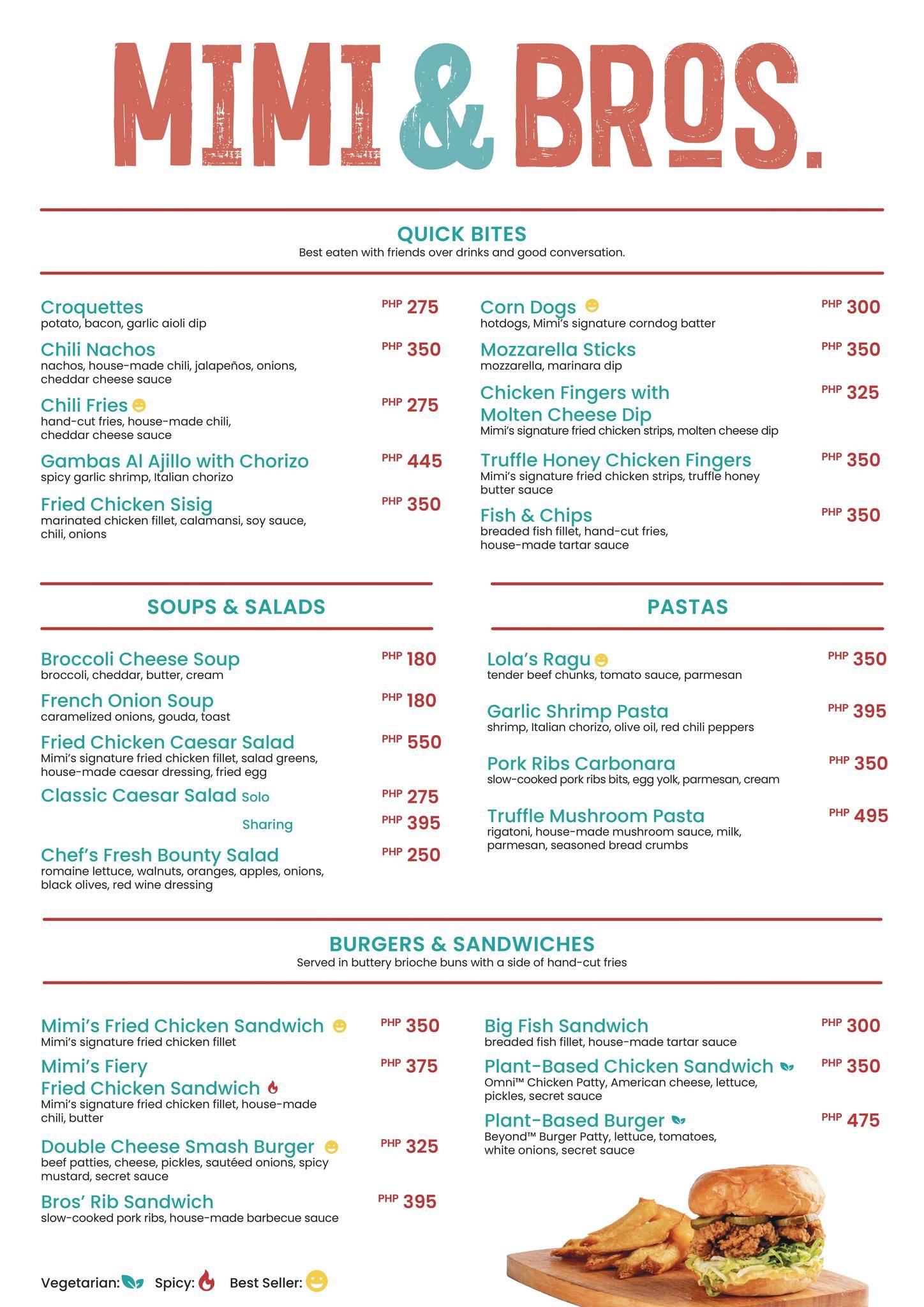 Menu at Mimi & Bros restaurant, Taguig
