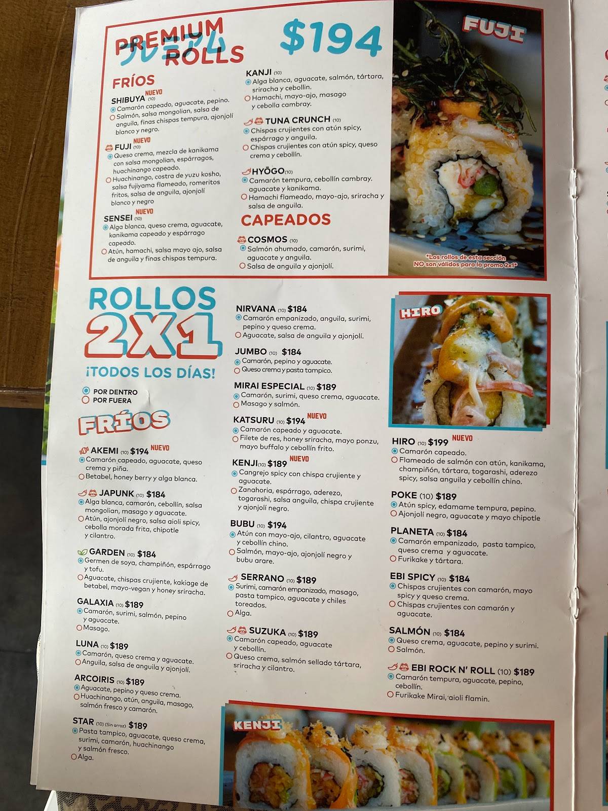 Carta del restaurante Mirai Paseo Tec, Monterrey, Av. Eugenio Garza ...