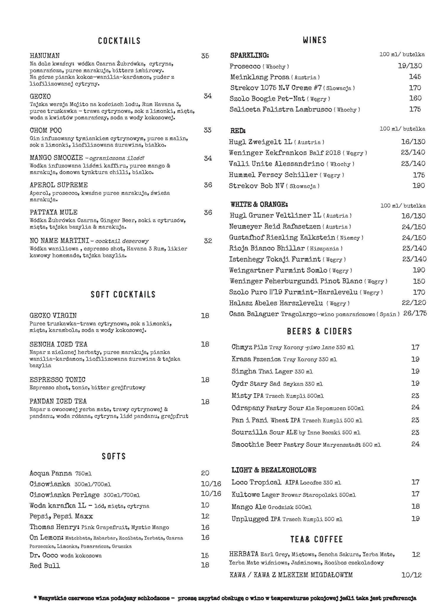 Menu at Molám Thai Canteen & Bar, Kraków