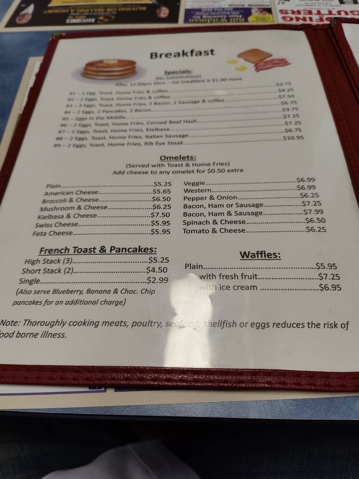 Menu at Monteiro's Restaurant, Waterbury