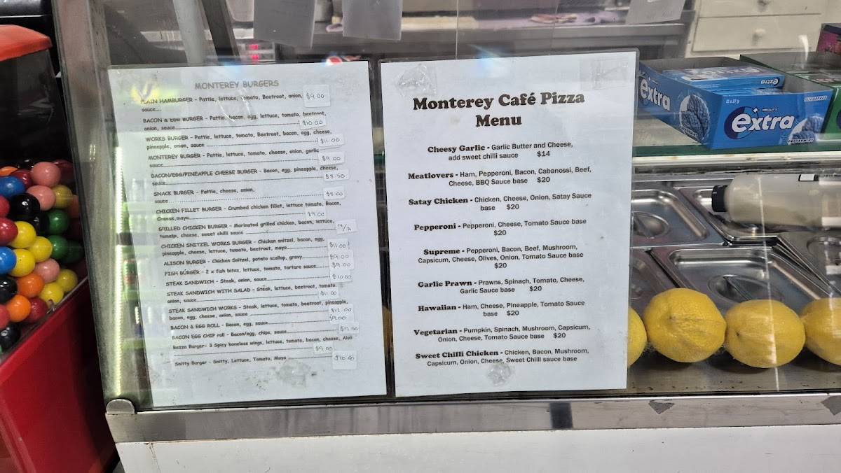 Menu at Monterey Cafe, Narrabri