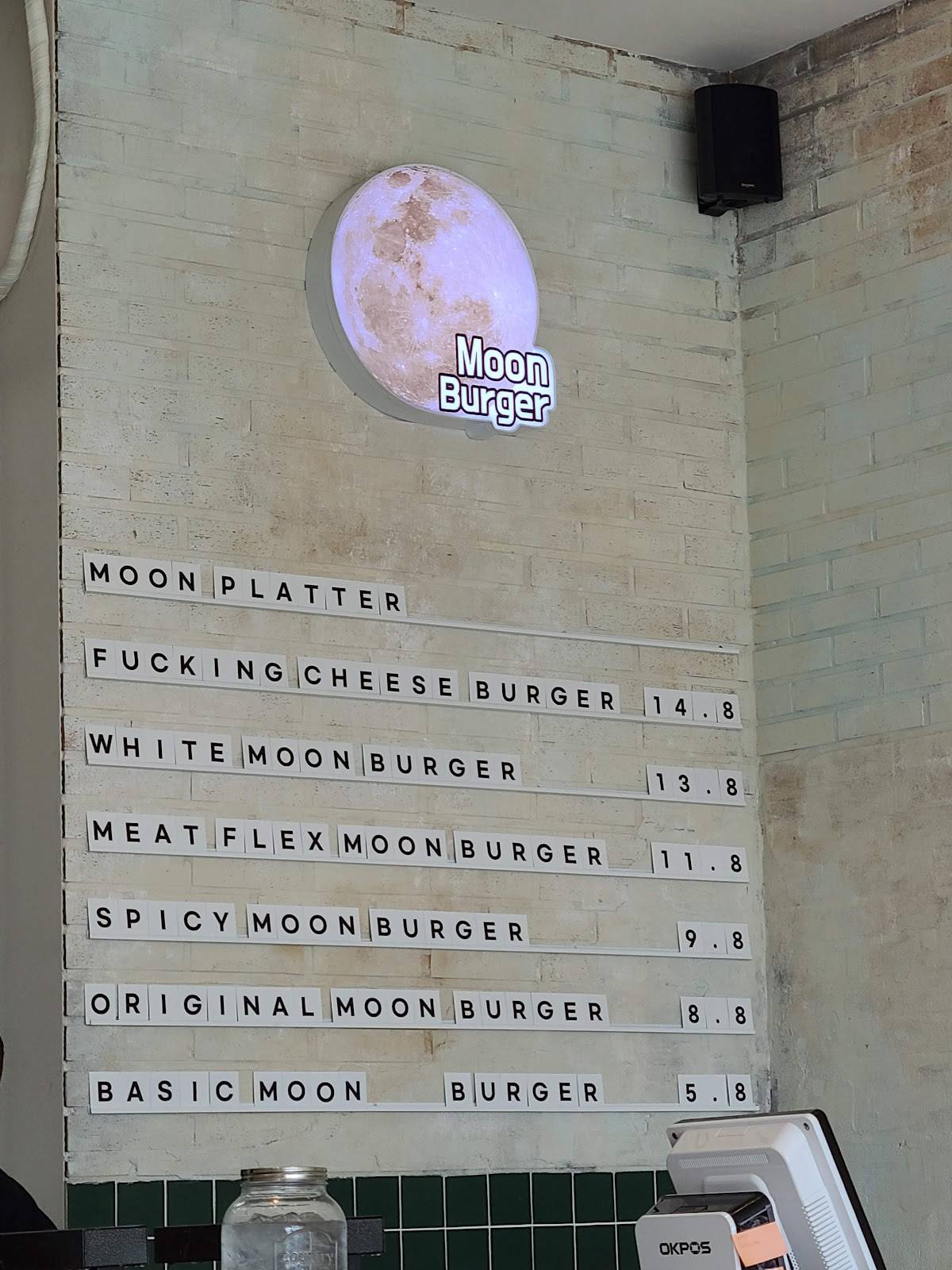 Menu at Moon Burger restaurant, Busan, Gwanganhaebyeon-ro