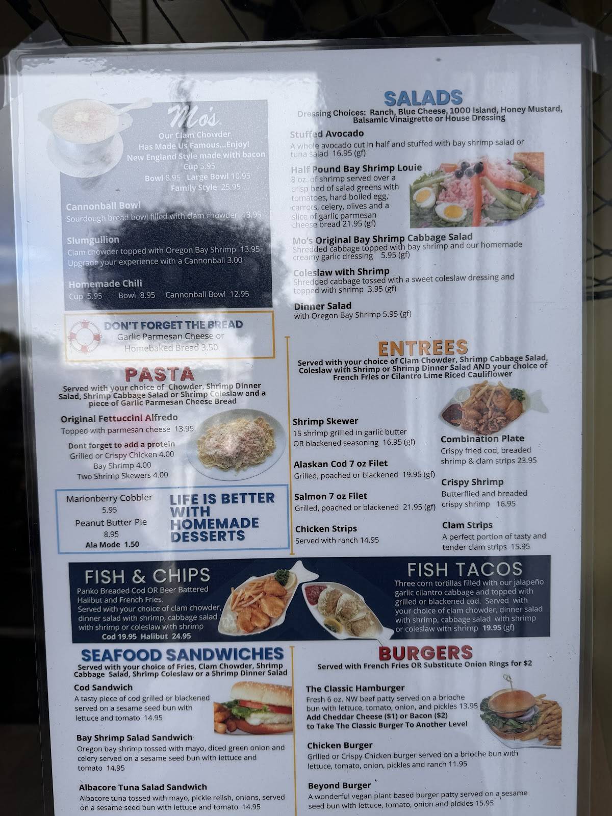 Menu at Mo's Seafood & Chowder - Florence restaurant, Florence