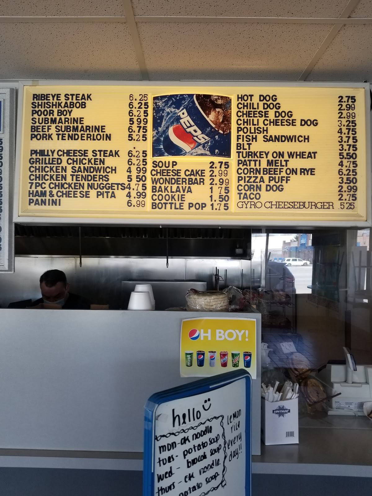 Menu at Mr Goody's restaurant, Griffith