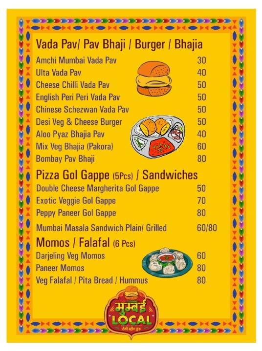 Menu at Mumbai Local RDC, Ghaziabad