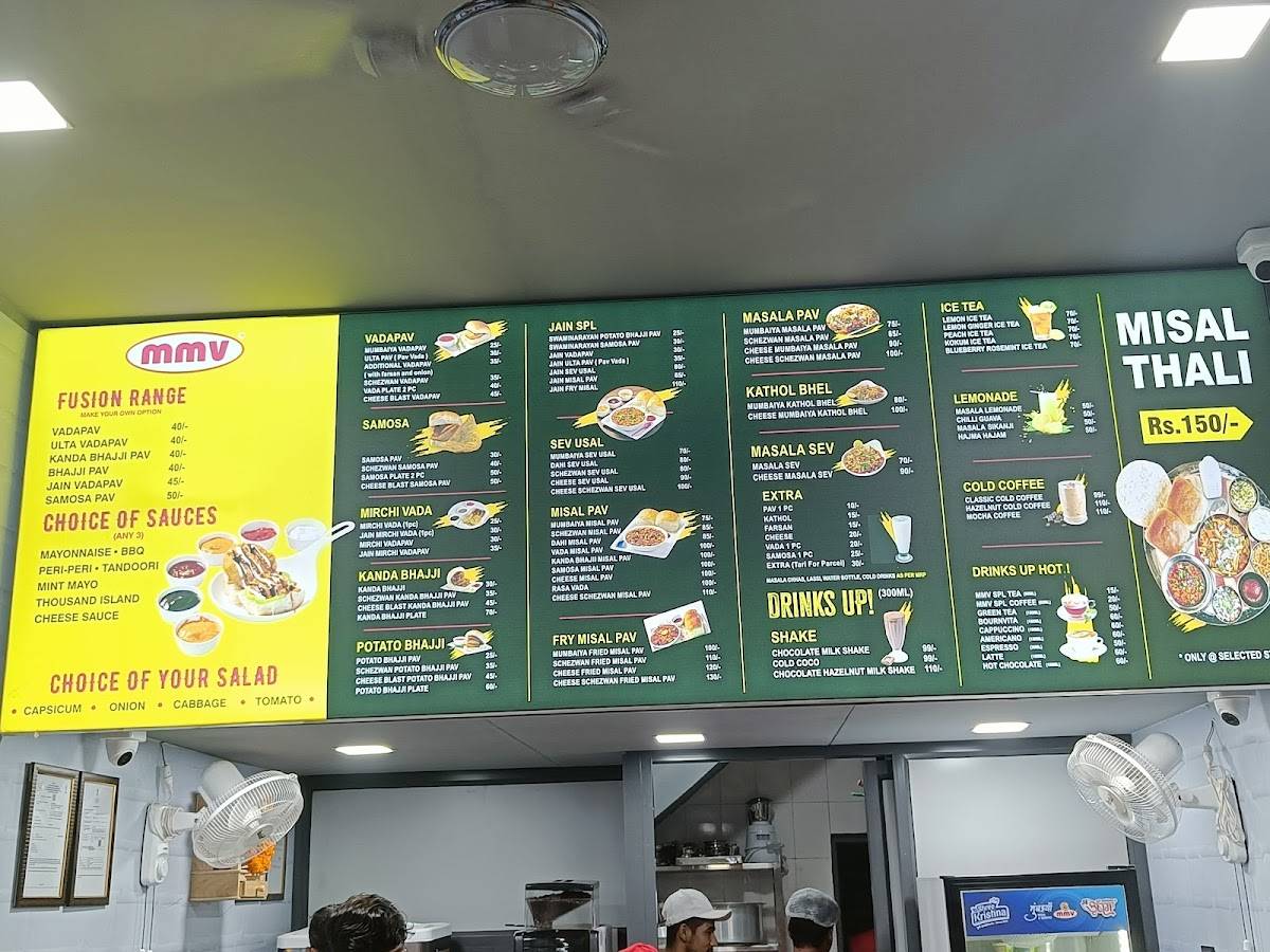 Menu at Mumbaiya Misal and Vadapav Ashram Road, Ahmedabad