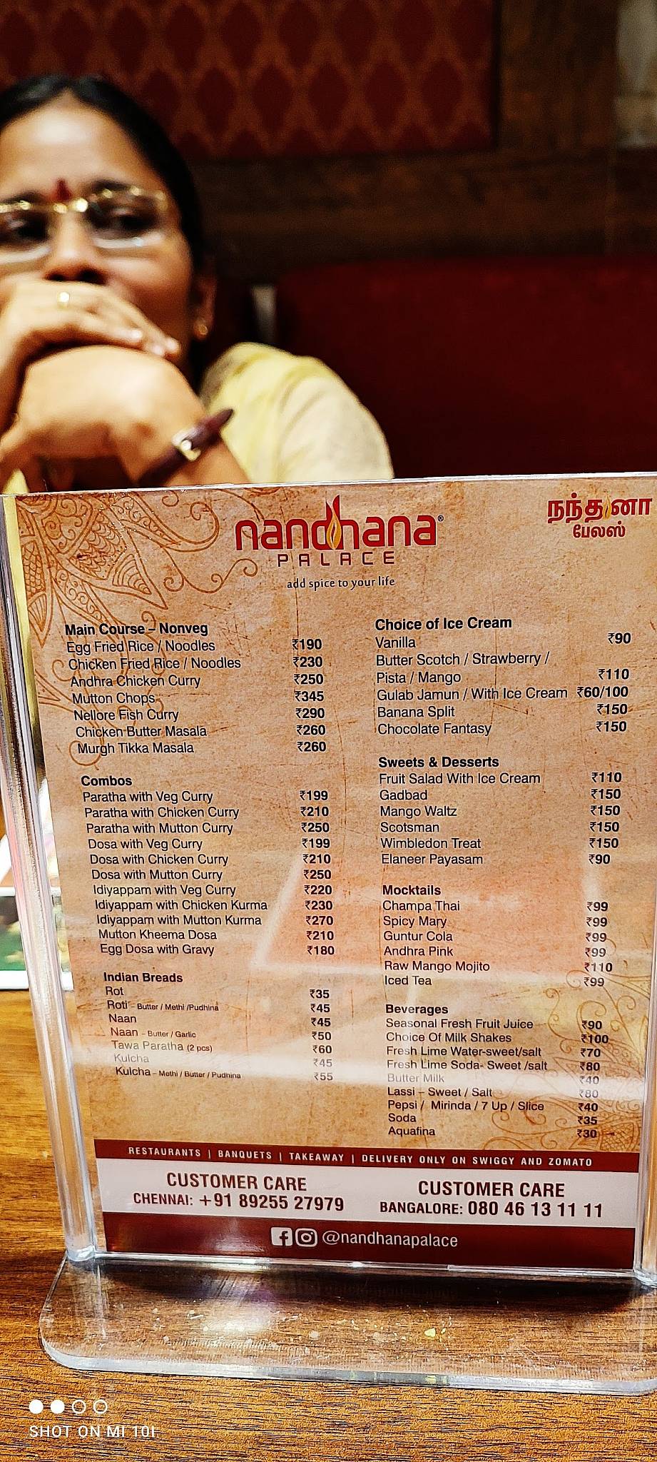 Menu at Nandhana Palace - Andhra Style Restaurant - OMR, Chennai