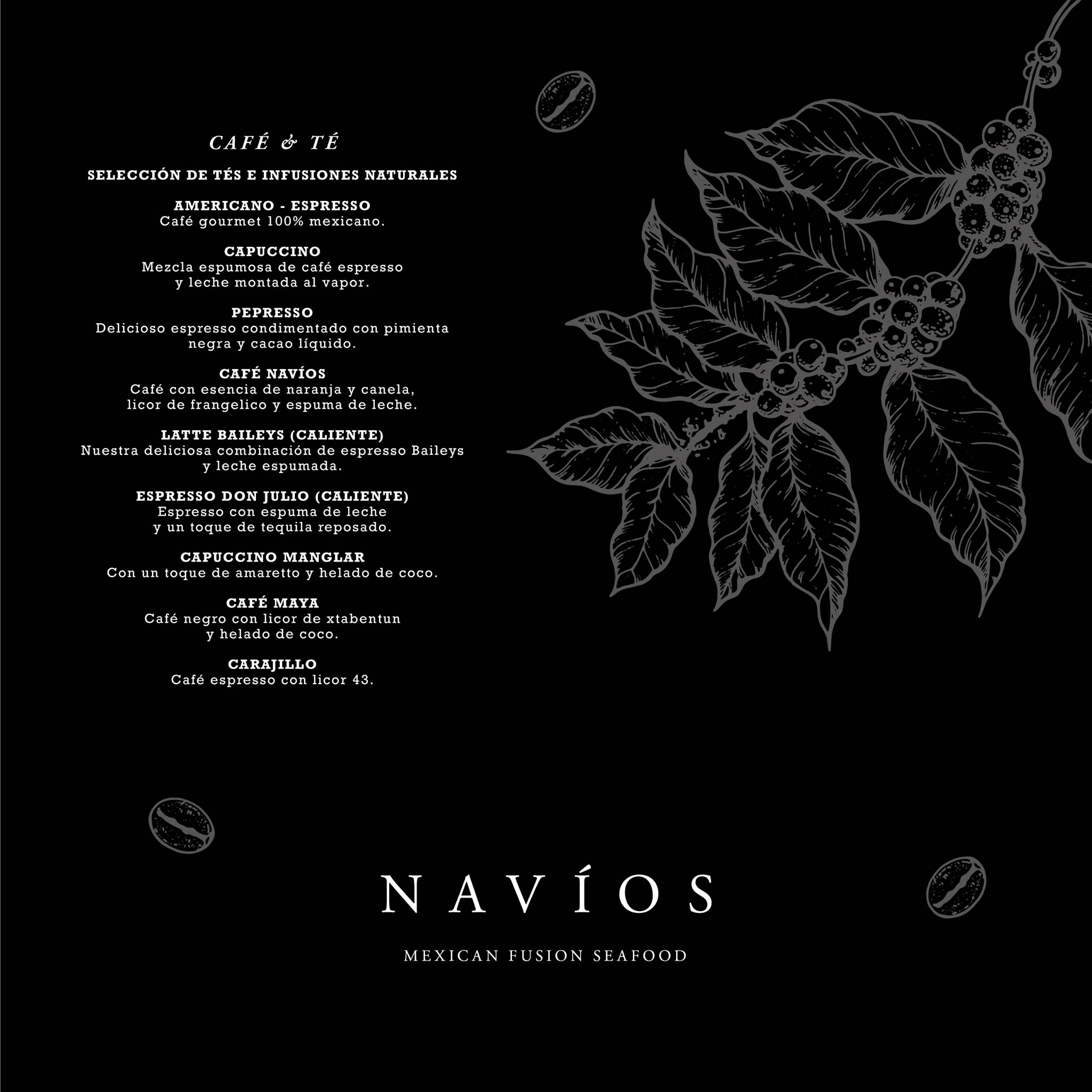 Menu at Navíos restaurant, Cancún