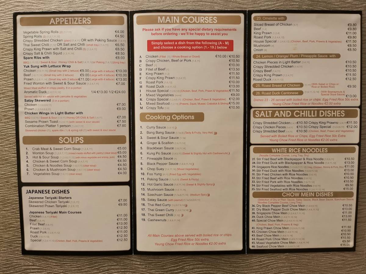 Menu at New Emperor Restaurant, Dublin