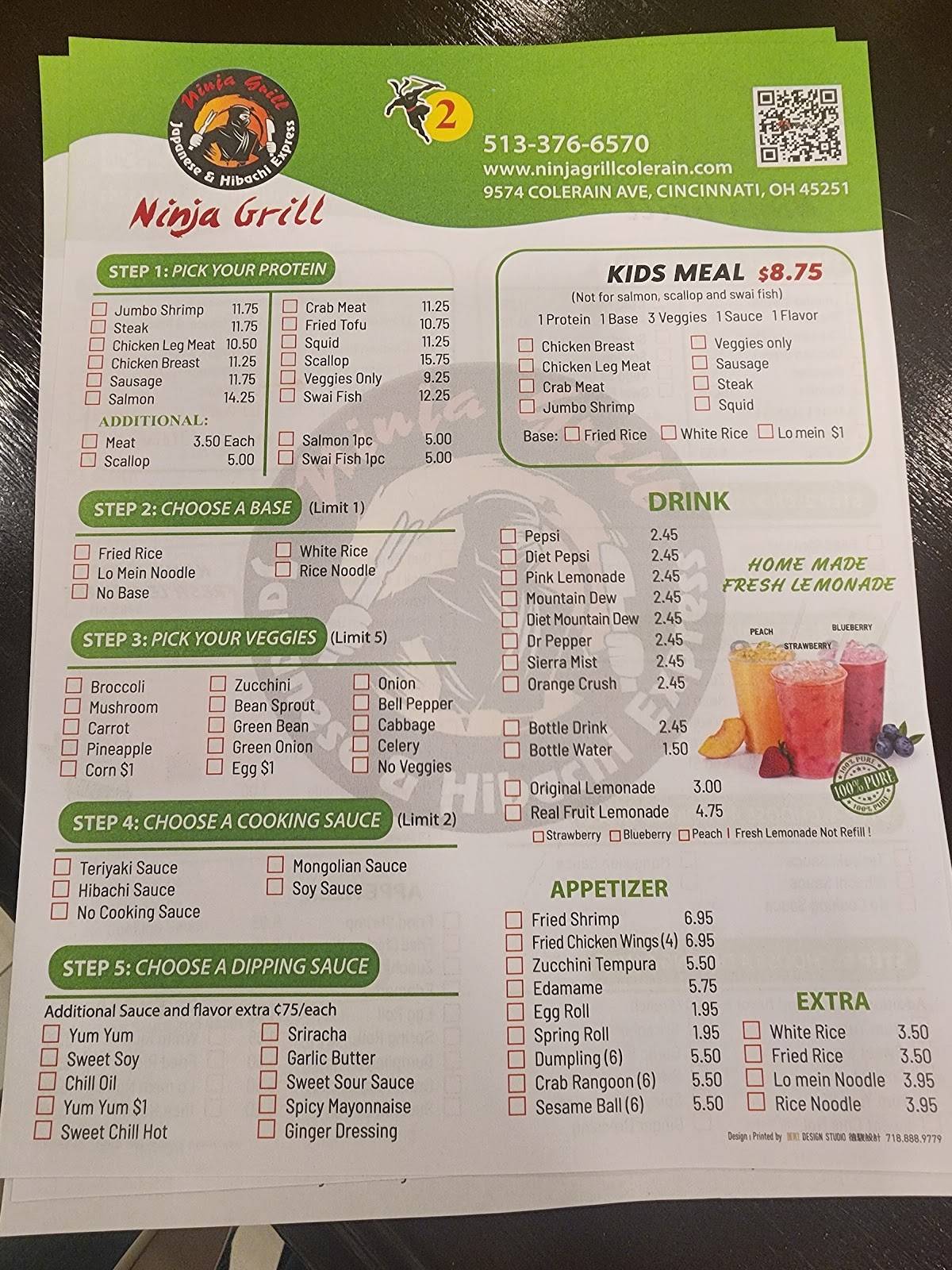 Menu at Ninja Grill Hibachi Express（Colerain） restaurant, Cincinnati ...