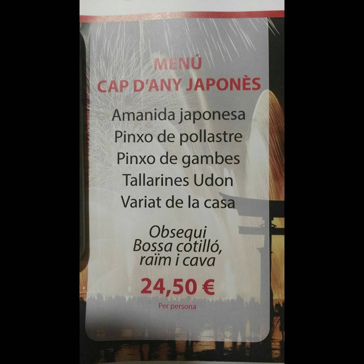 Carta de Restaurant Nou Món, Berga