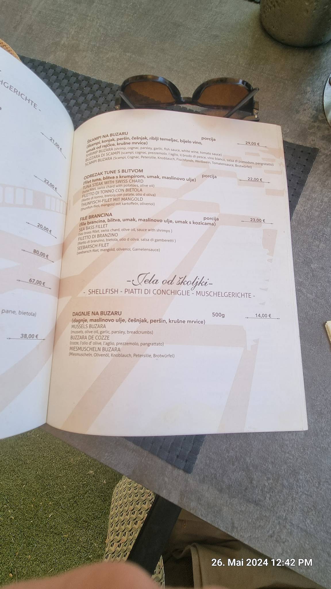Menu at Restaurant ORGULJE, Zadar