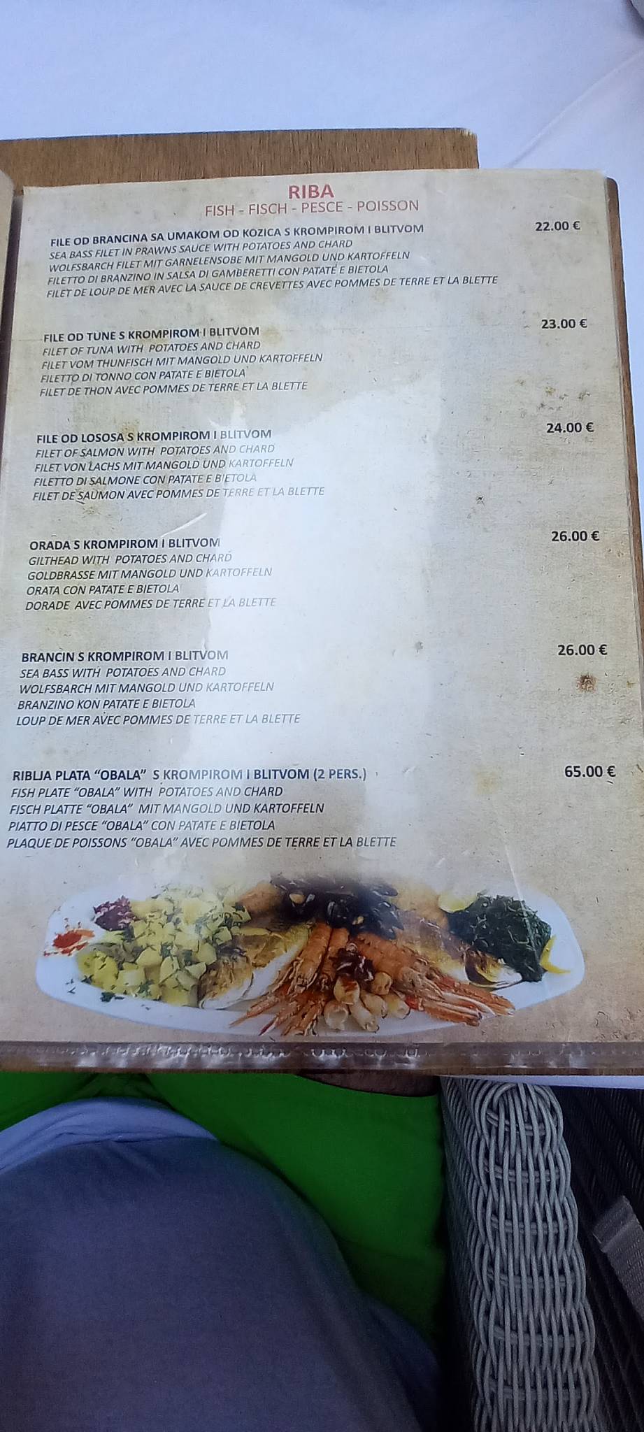 Menu at Restaurant Obala, Jelsa