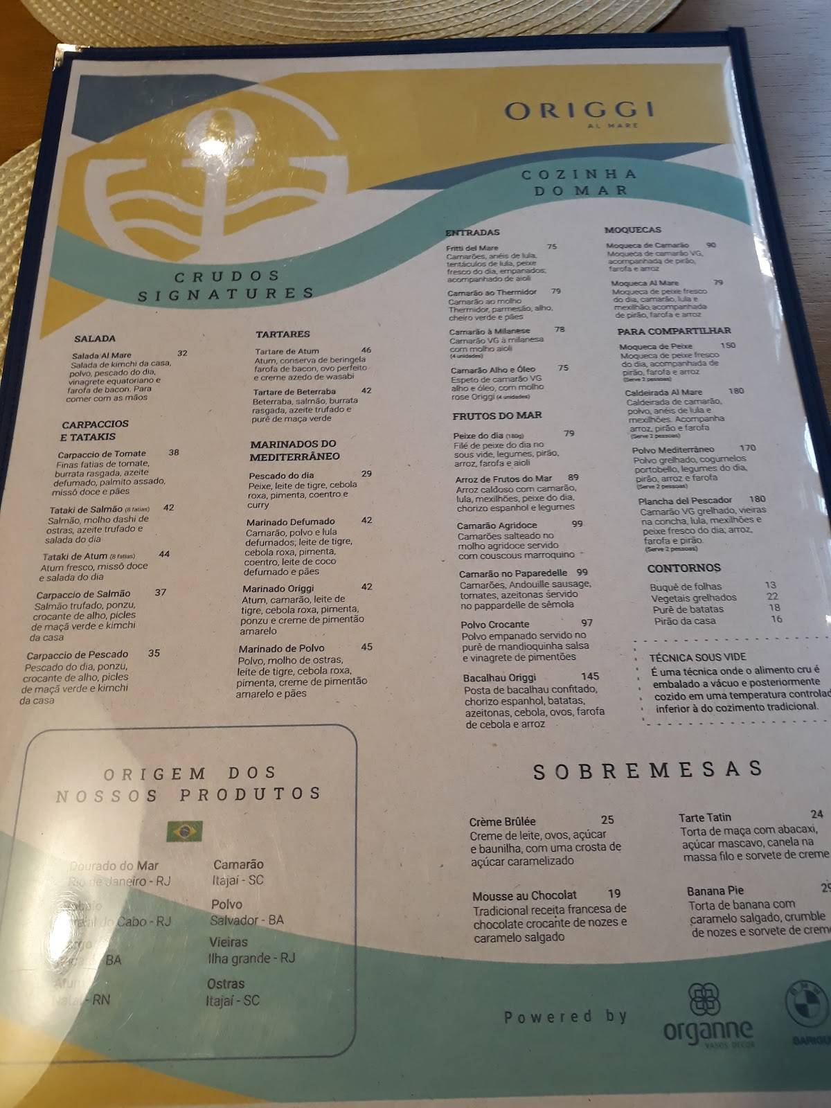 Menu em Origgi Al Mare restaurante, Maringá