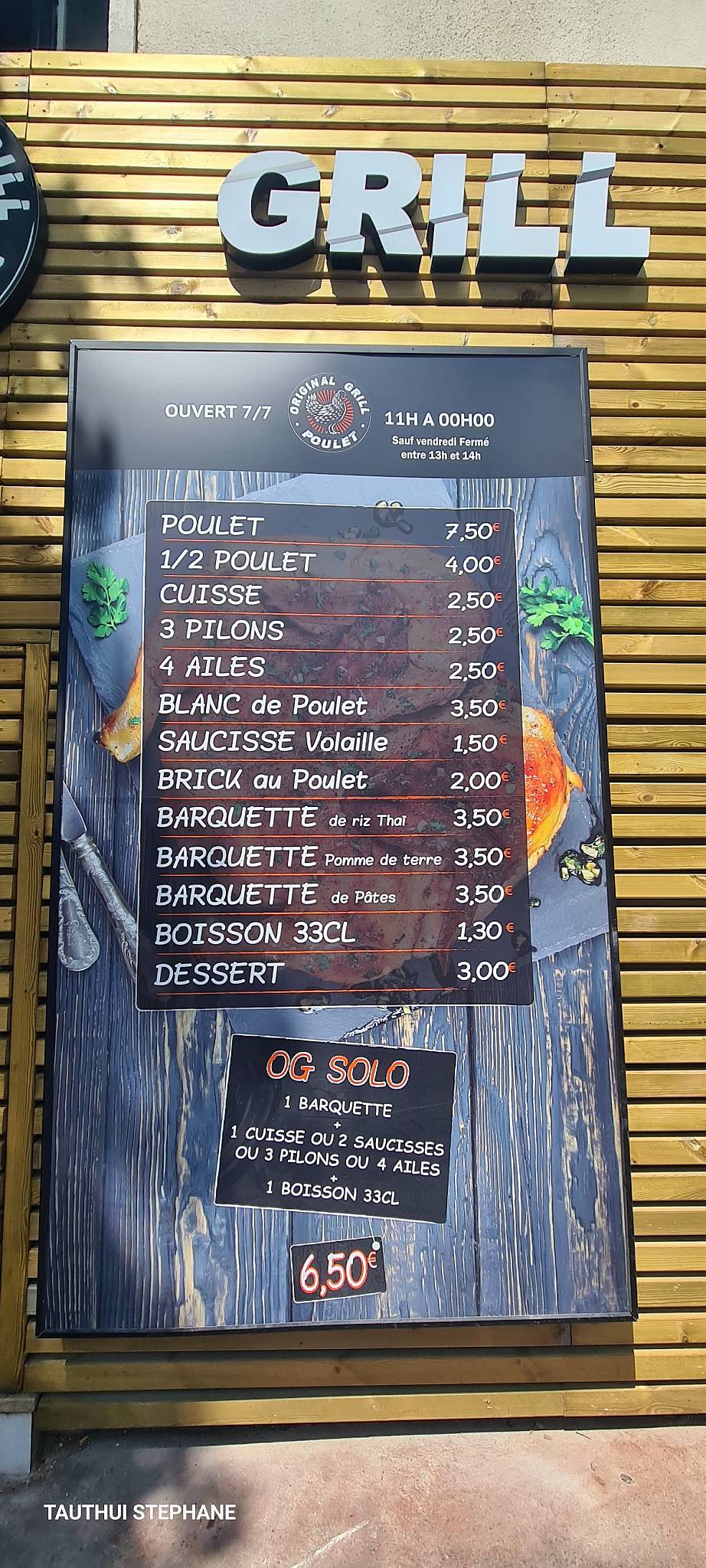 Menu at Original Grill Poulet restaurant, Montrouge, 122 Av. Verdier