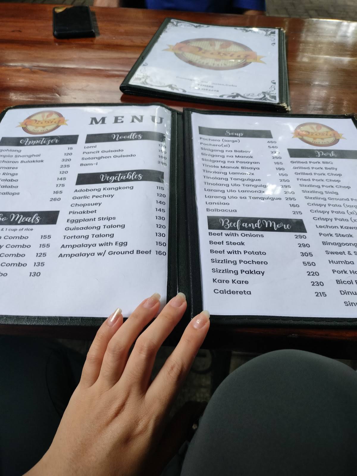 Menu at Orosia Food Park restaurant, Consolacion, 9XH7+C58