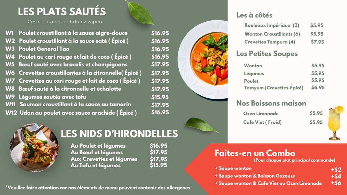 Menu at Restaurant Ozen, Montréal