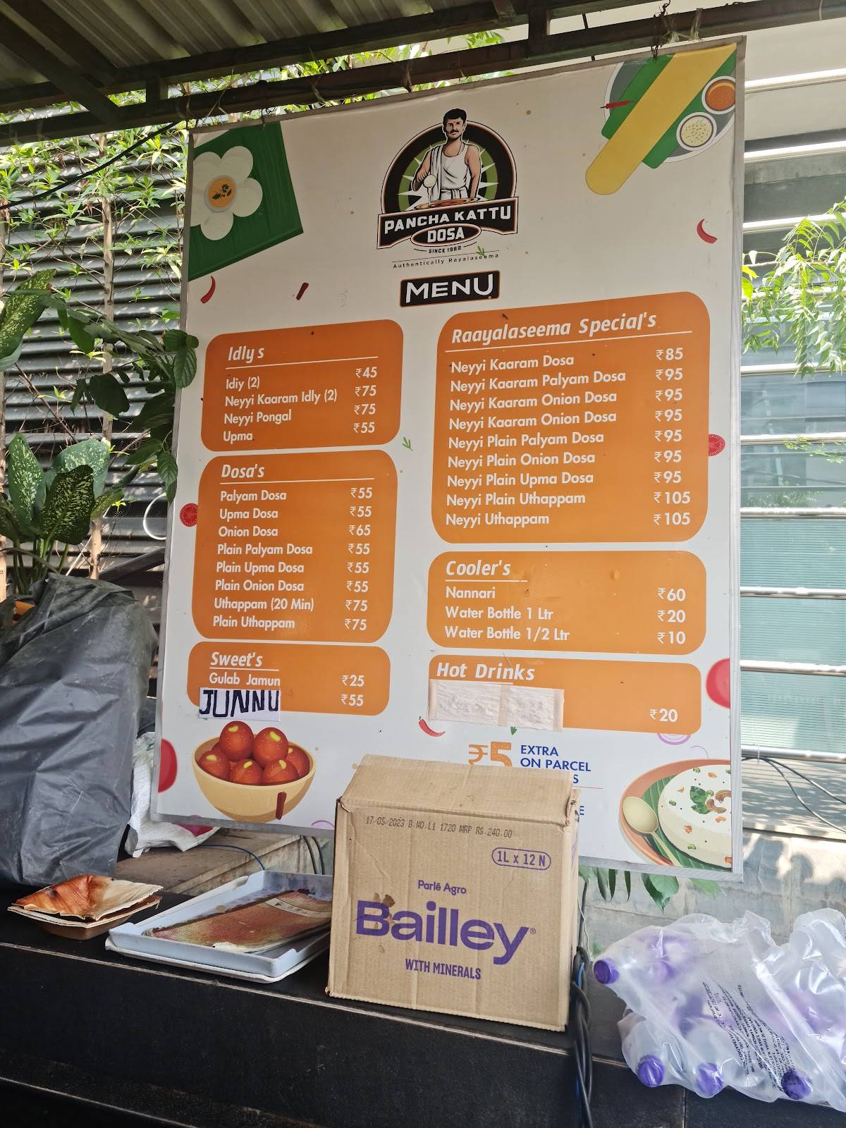 Menu at PANCHA KATTU DOSA, Hyderabad, Japanese park