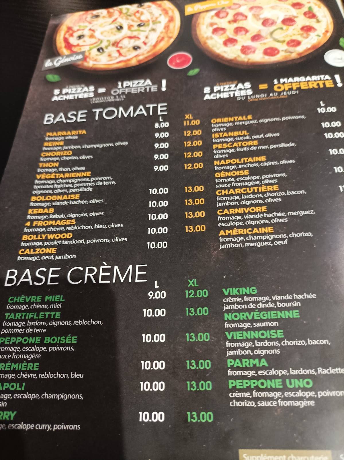 Menu au PIZZA PEPPONE BURGER Vienne restaurant, Vienne