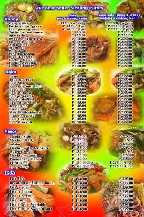 Menu at Paluto Sizzling Nga Po restaurant, Manila, Maceda St
