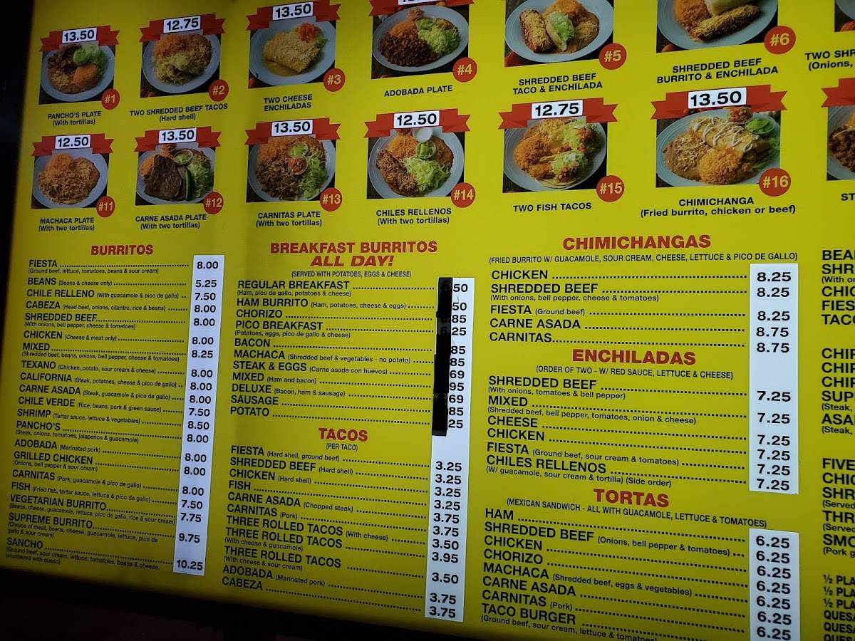 Menu at Mexican Taco Shop restaurant, Junction City