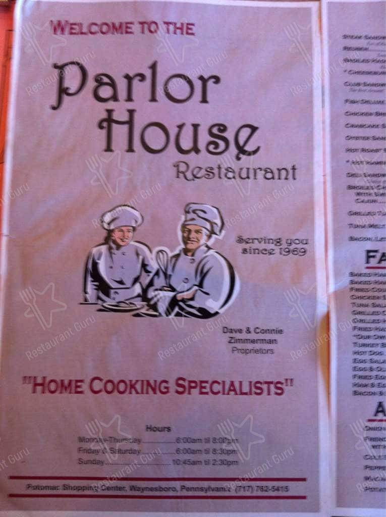 Menu at Parlor House restaurant, Waynesboro
