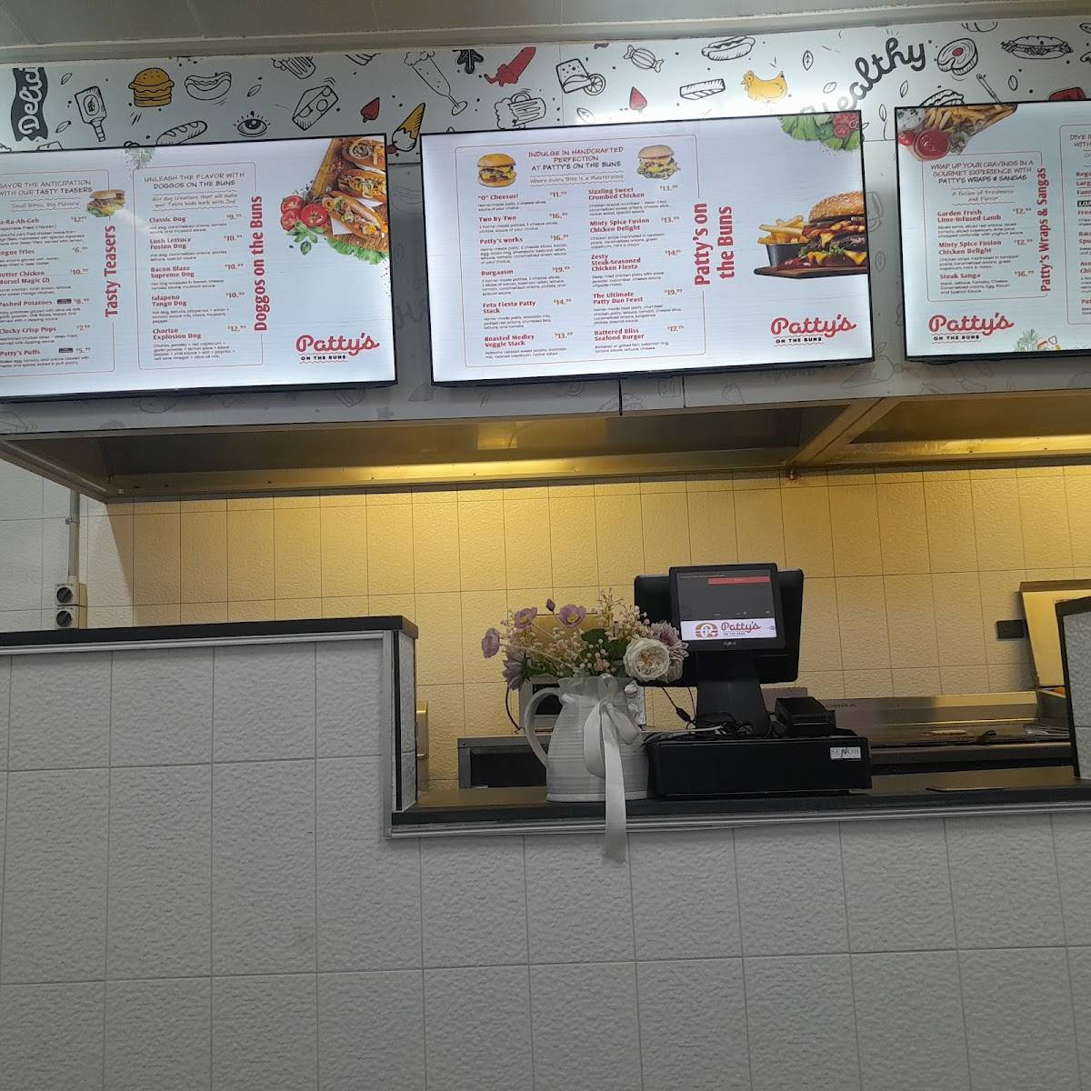 Menu at Patty's On The Buns restaurant, Yarrawonga