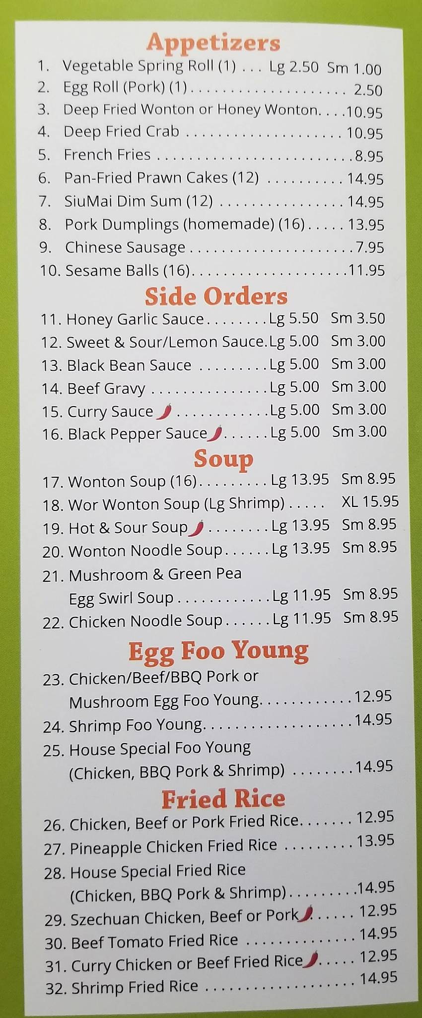 Menu at Penticton Buffet restaurant, Penticton, Skaha Lake Rd