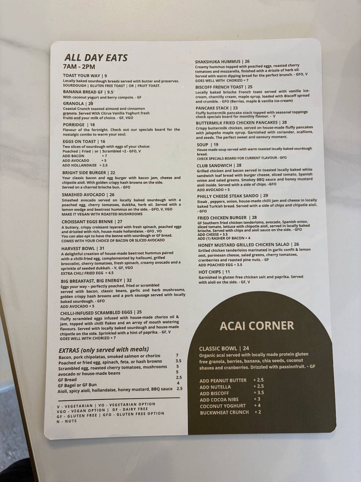 Menu at Perch’d restaurant, Mandurah