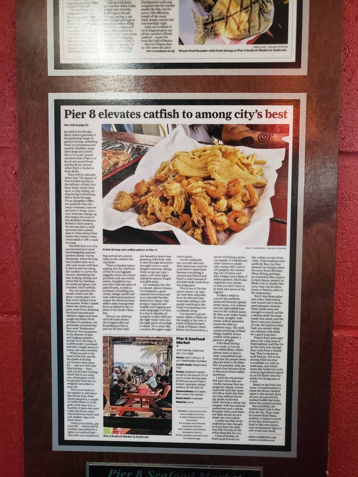 Menu at Pier 8 restaurant, Seabrook