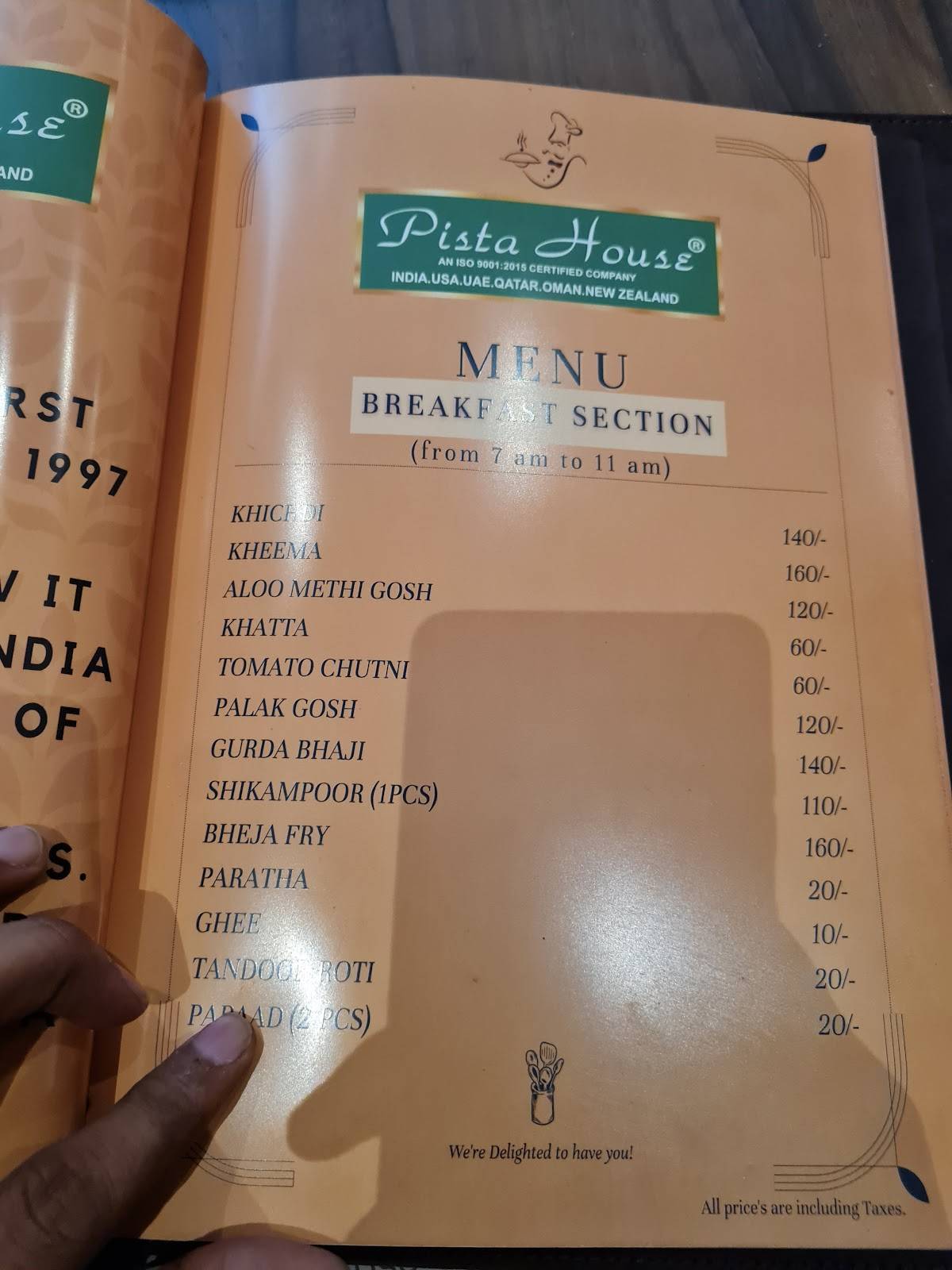 Menu at Pista House - Attapur, Hyderabad