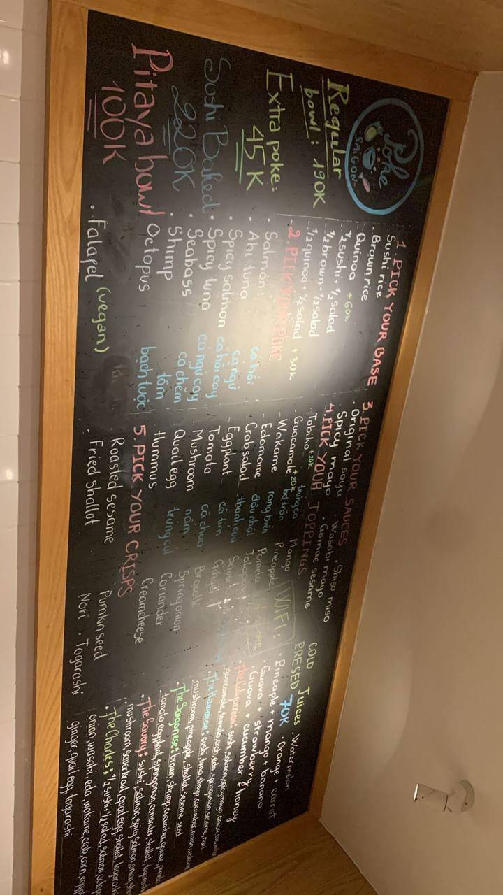 Menu at Poke Saigon Thao Dien restaurant, Ho Chi Minh City