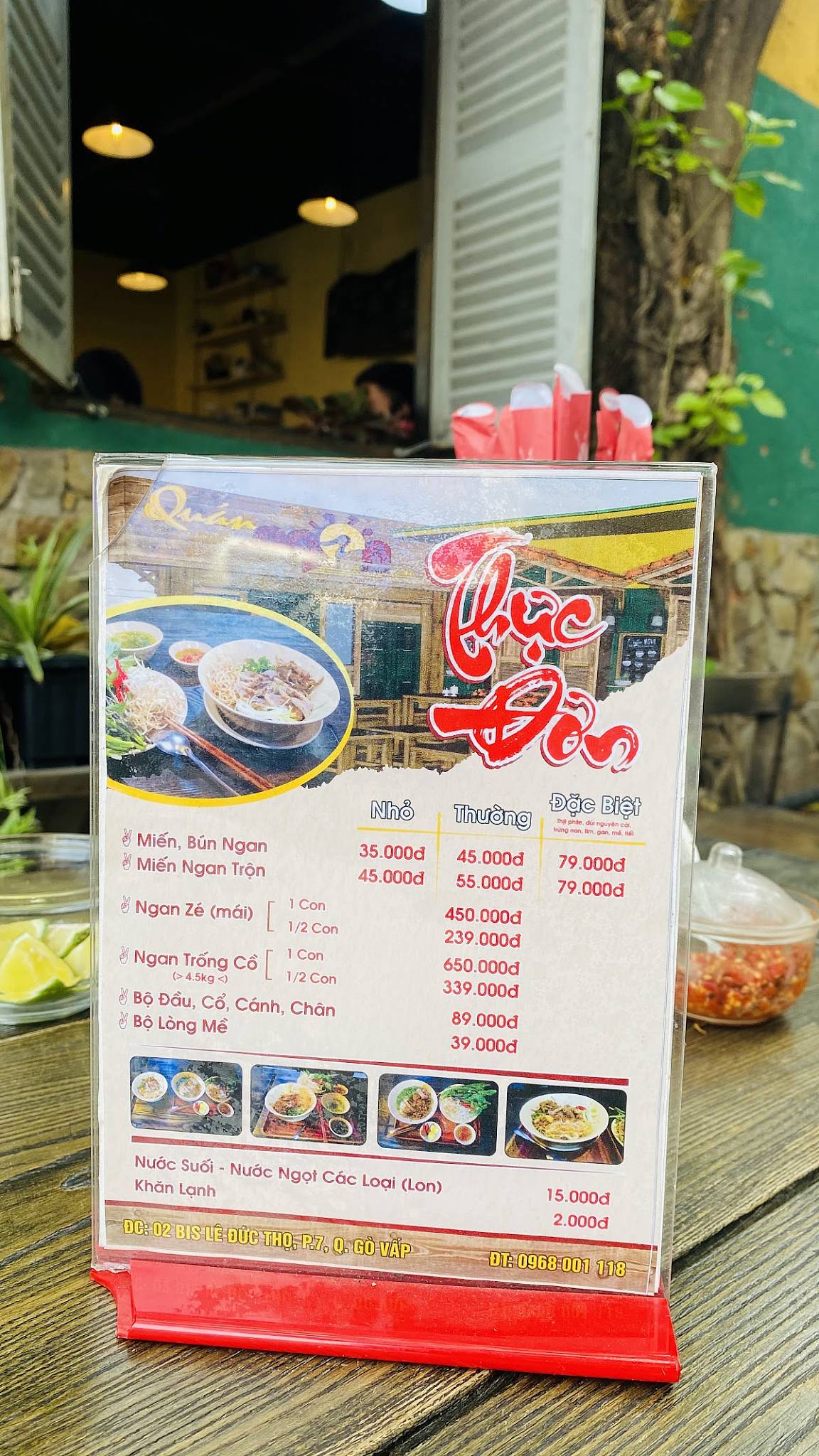 Menu at Quán Ngan 1979 (bún & miến ngan) restaurant, Ho Chi Minh City