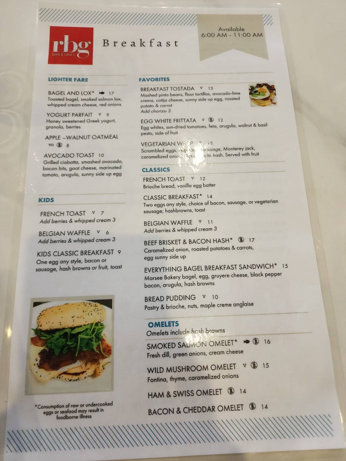 Menu at RBG Bar and Grill, Seattle