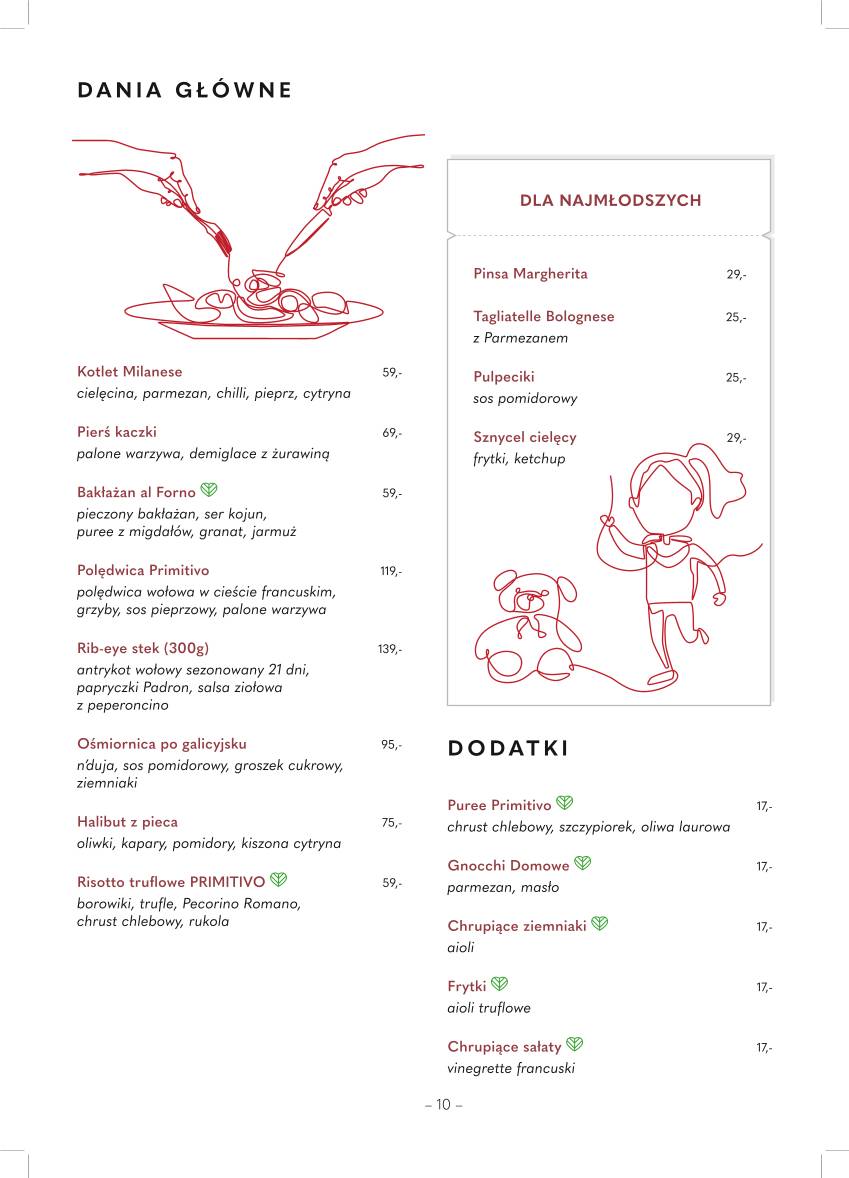 Menu at Restauracja Primitivo Kuchnia i Wino - kuchnia śródziemnomorska ...