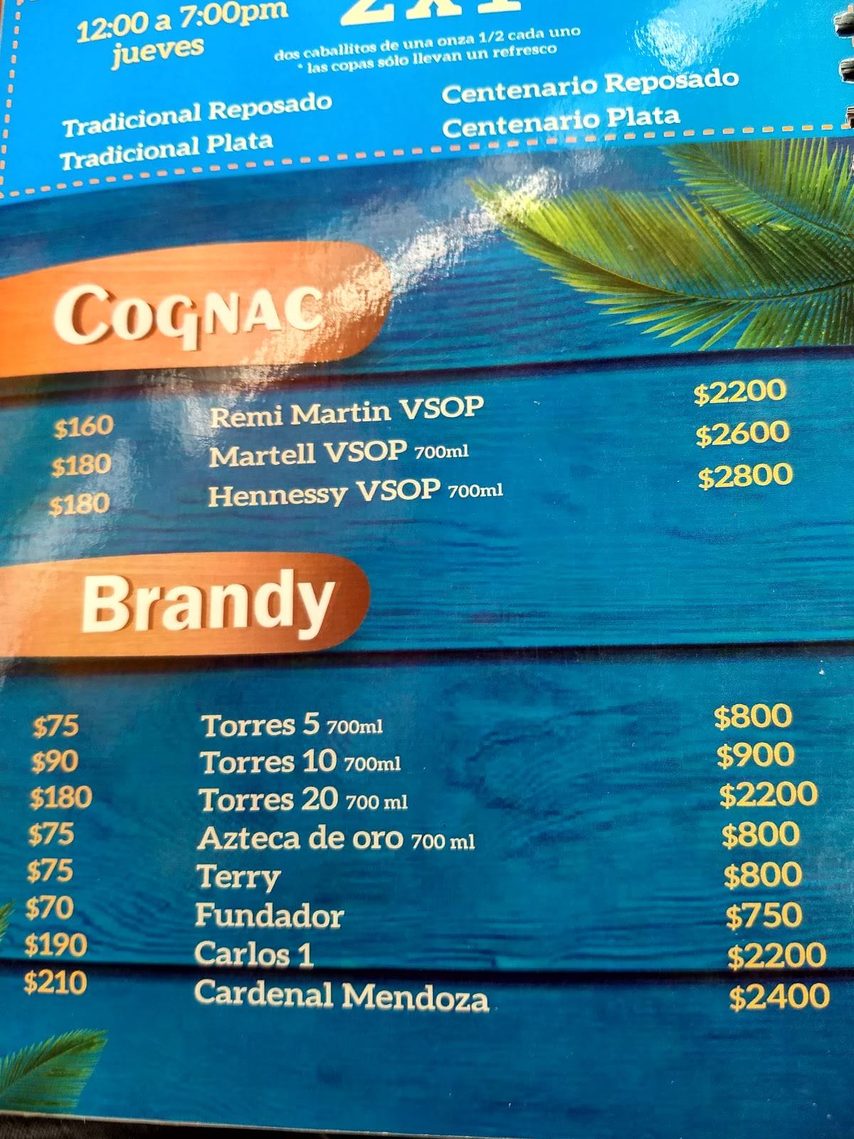Menu at Restaurant Bar Bahia Kino, Guadalajara