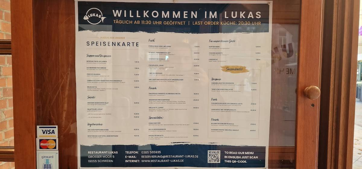 Speisekarte von Restaurant LUKAS, Schwerin