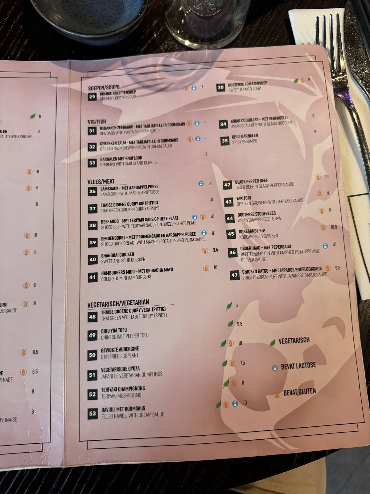 Menu at Restaurant MIDO, Zeist