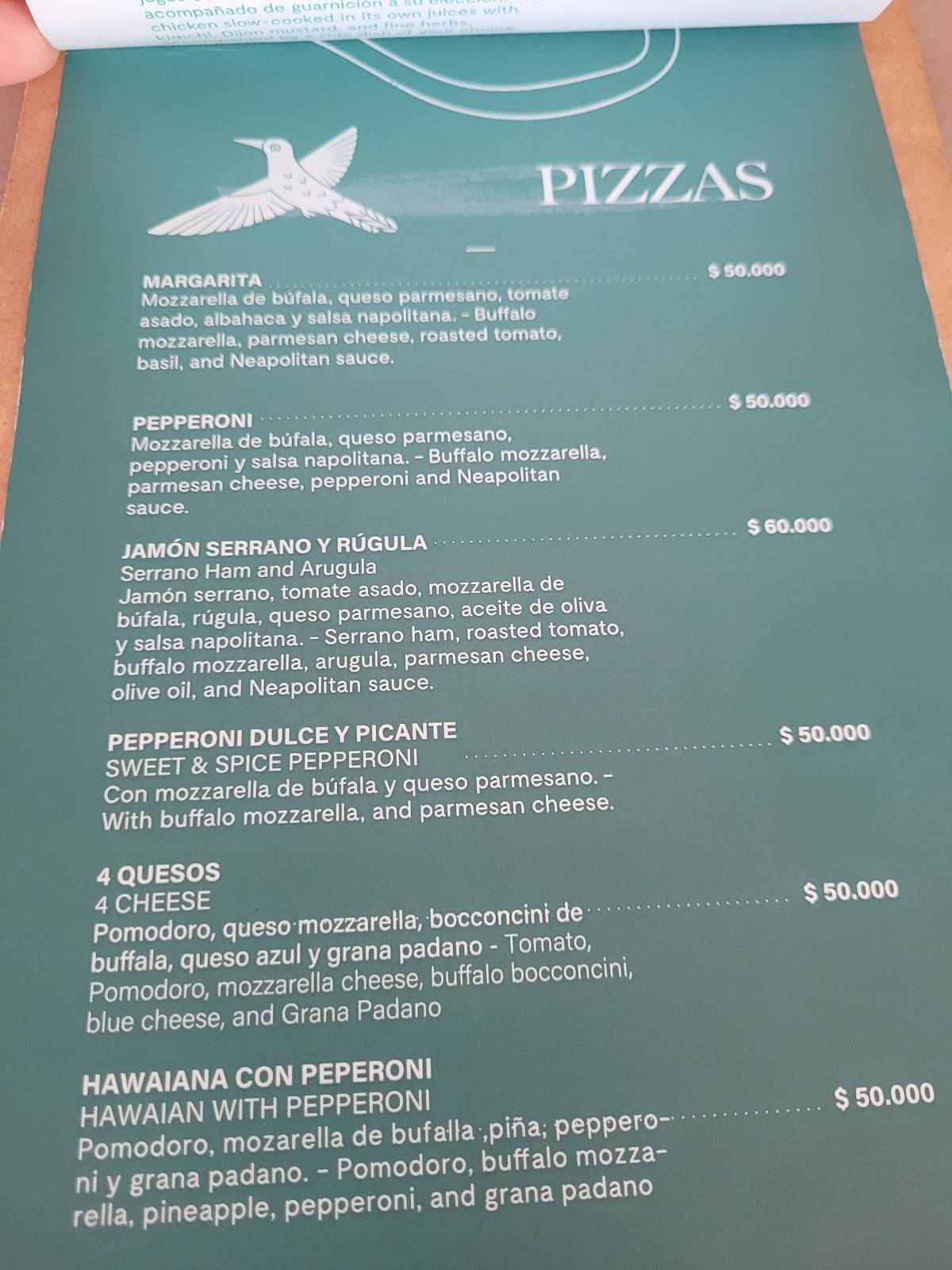 Menu at Restaurante Praia, Colombia