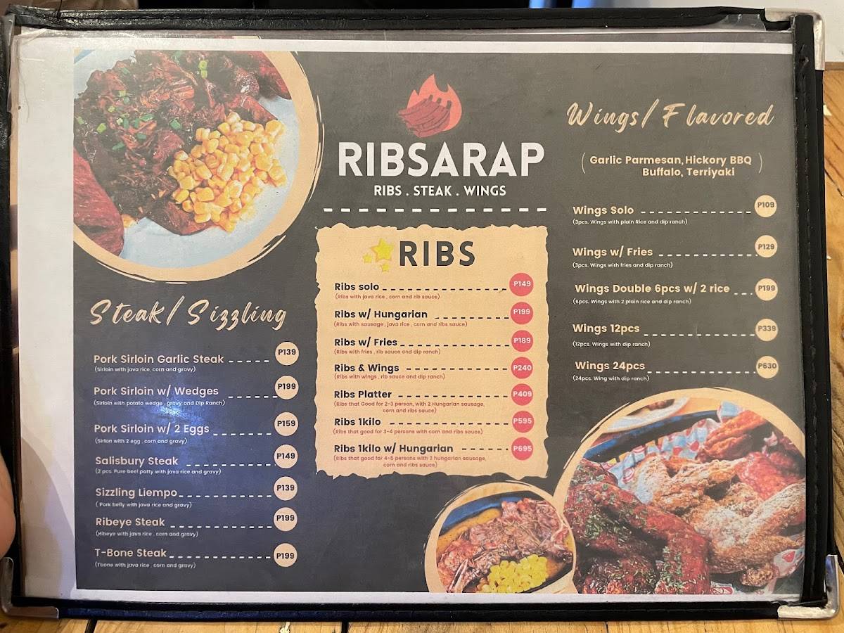 Menu at RibSarap - GMA Cavite restaurant, General Mariano Alvarez, 72P2+45