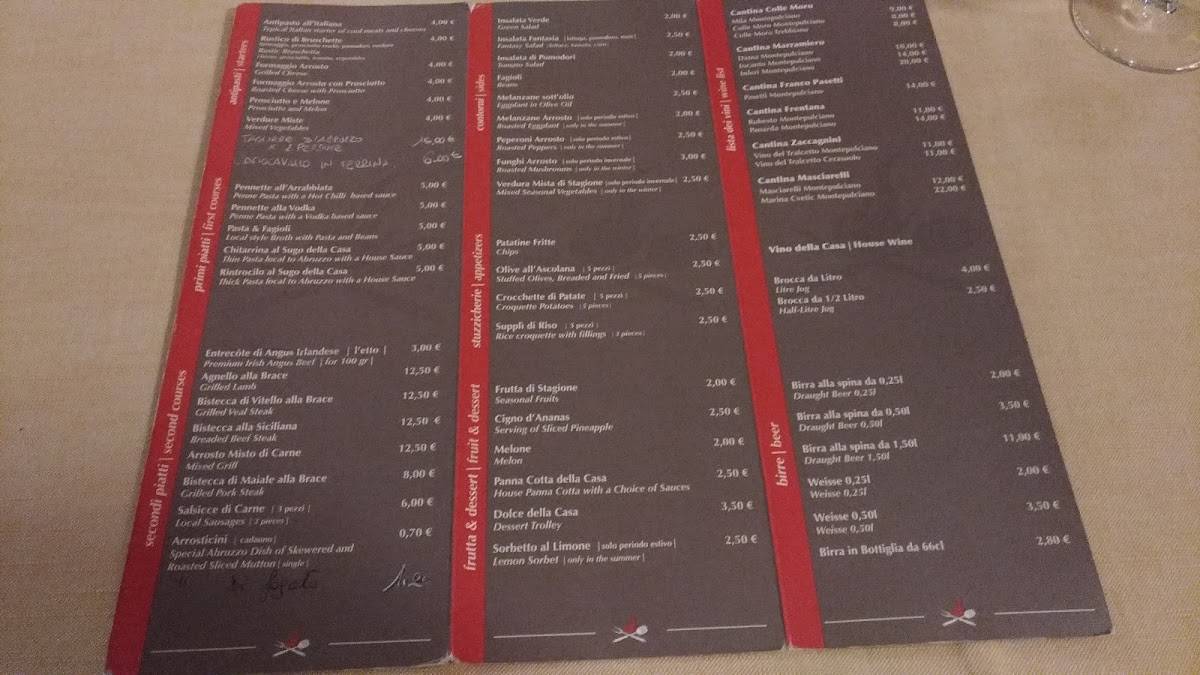 Menu da Ristorante Il Caminetto, Lanciano