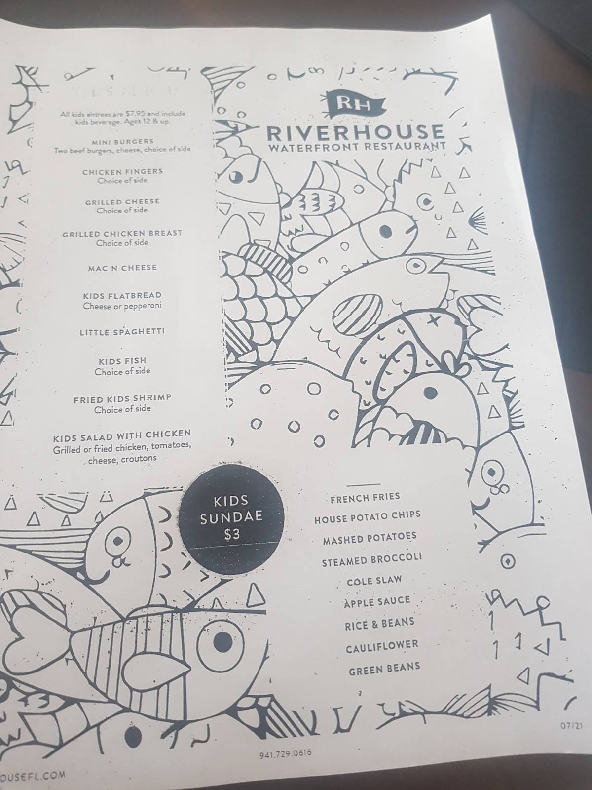Menu at Riverhouse Waterfront Restaurant, Palmetto