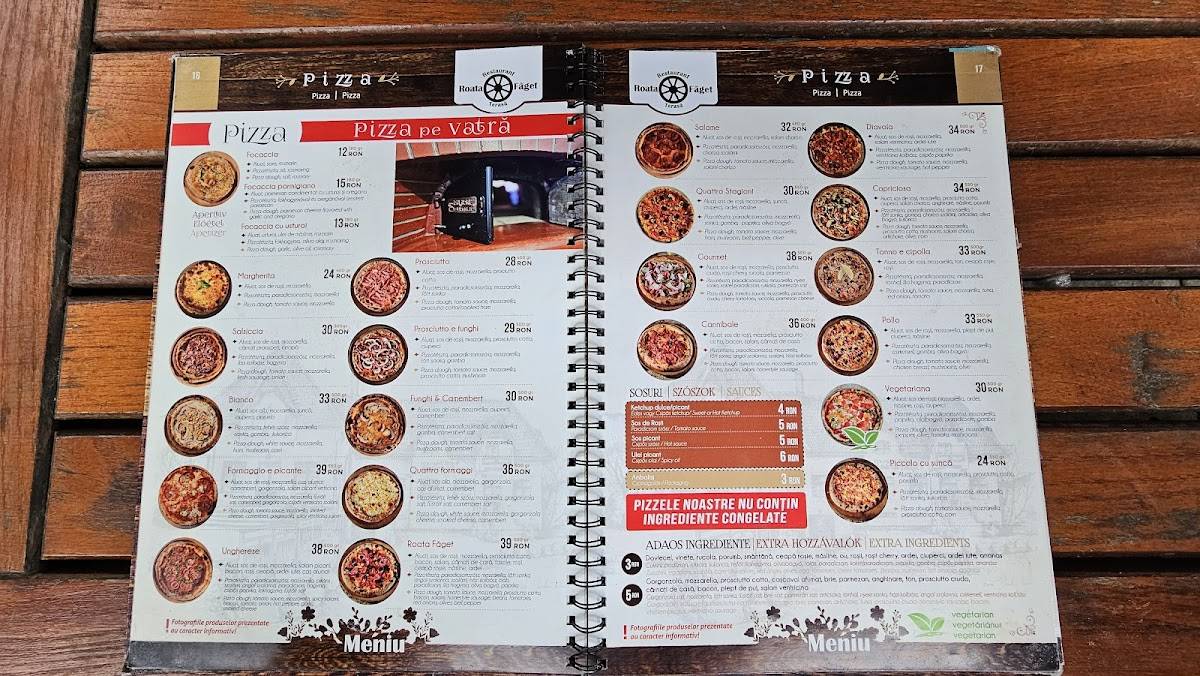Menu at Roata Făget, Cluj-Napoca