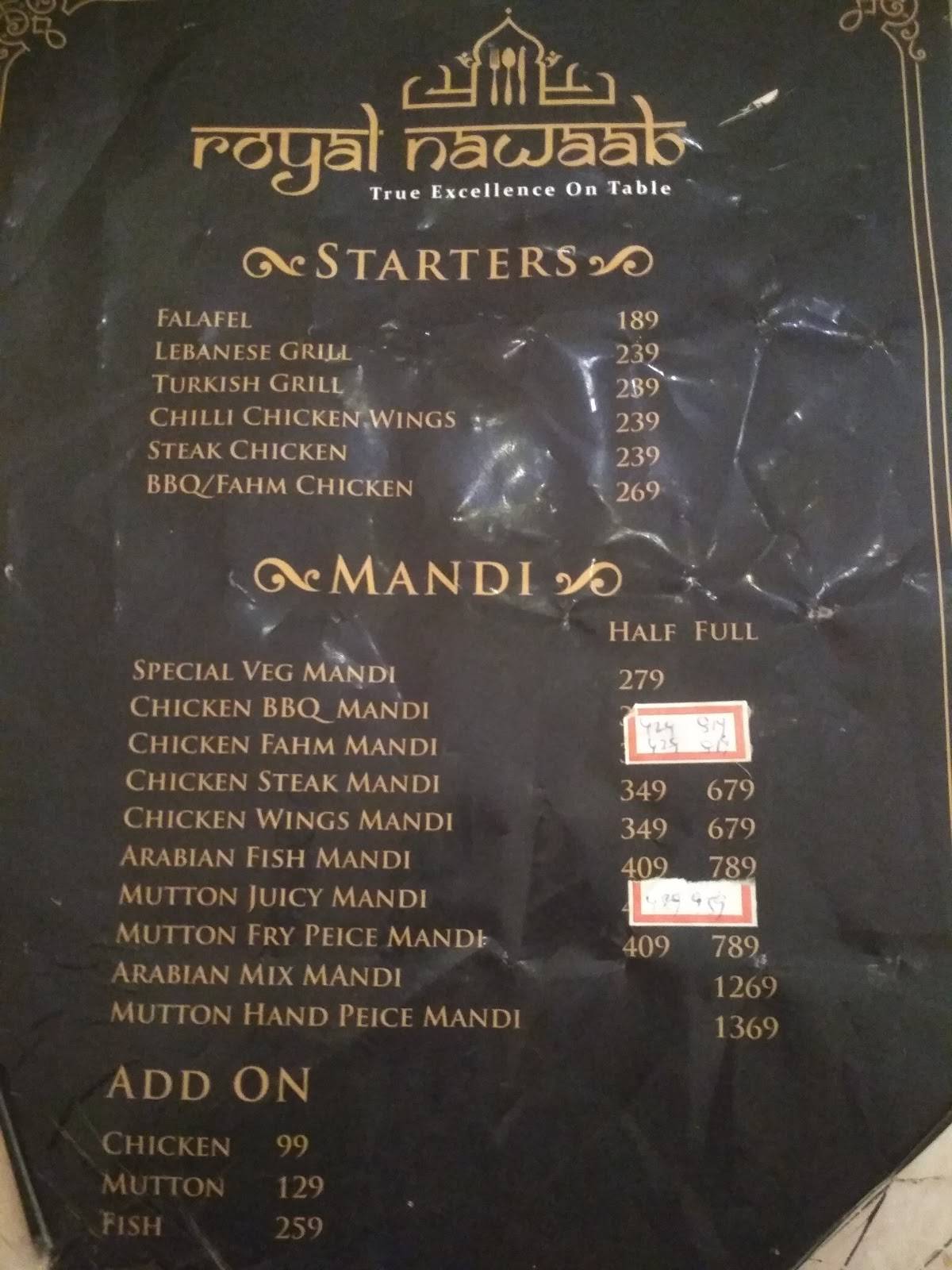 Menu at Royal Nawaab Restaurant, Vijayawada