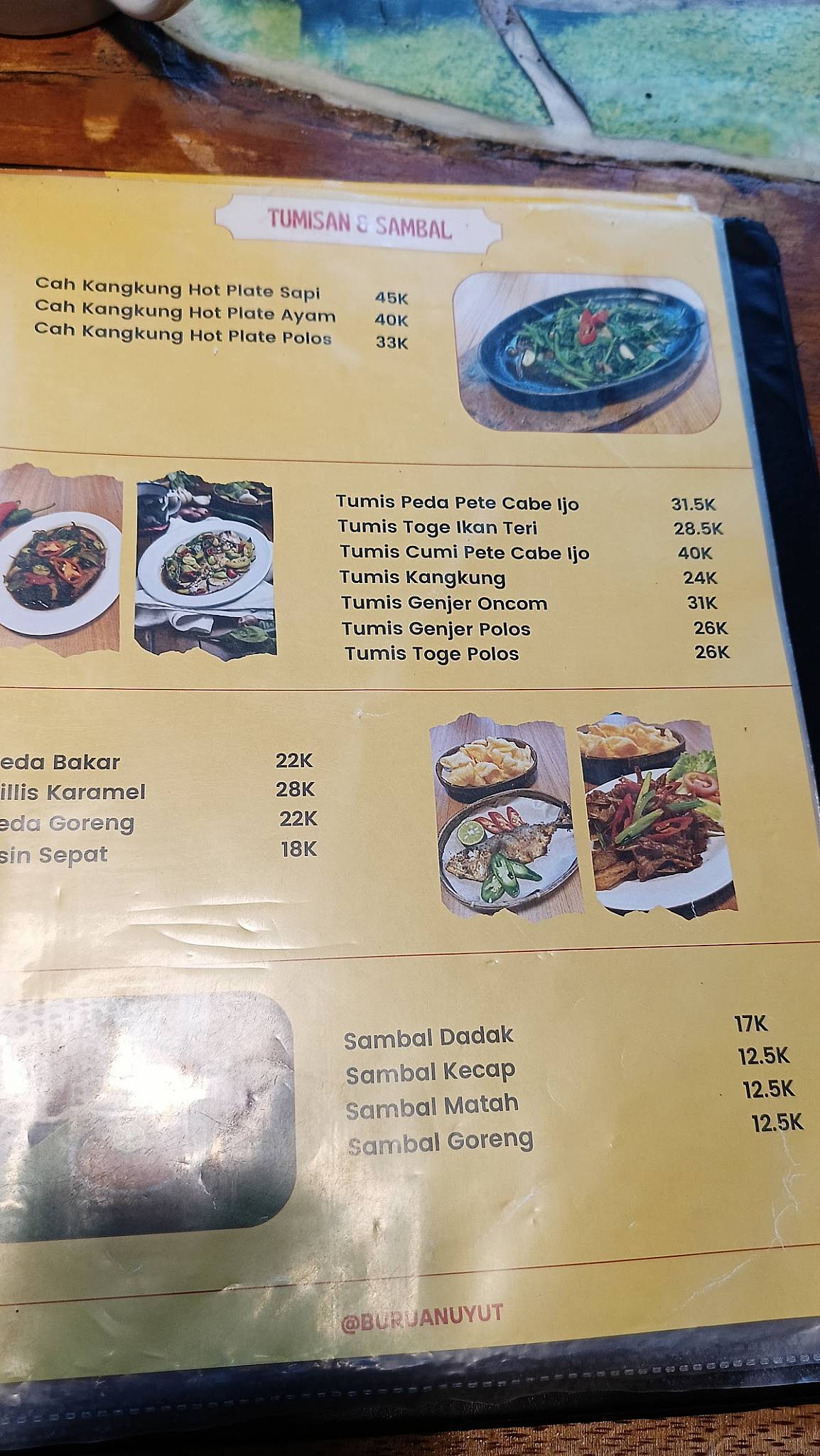 Menu at Rumah Makan Sunda Buruan Uyut restaurant, Lembang