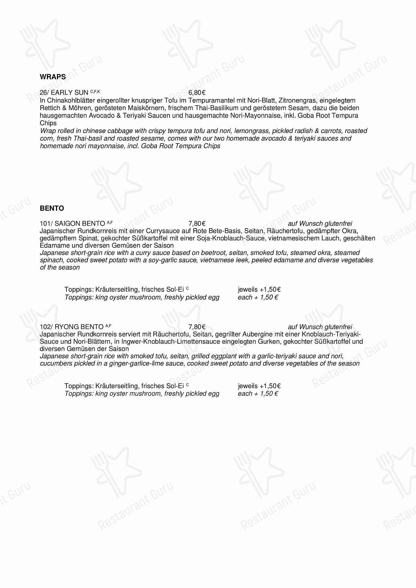 Carta del restaurante Ryong, Berlin, Torstraße 59